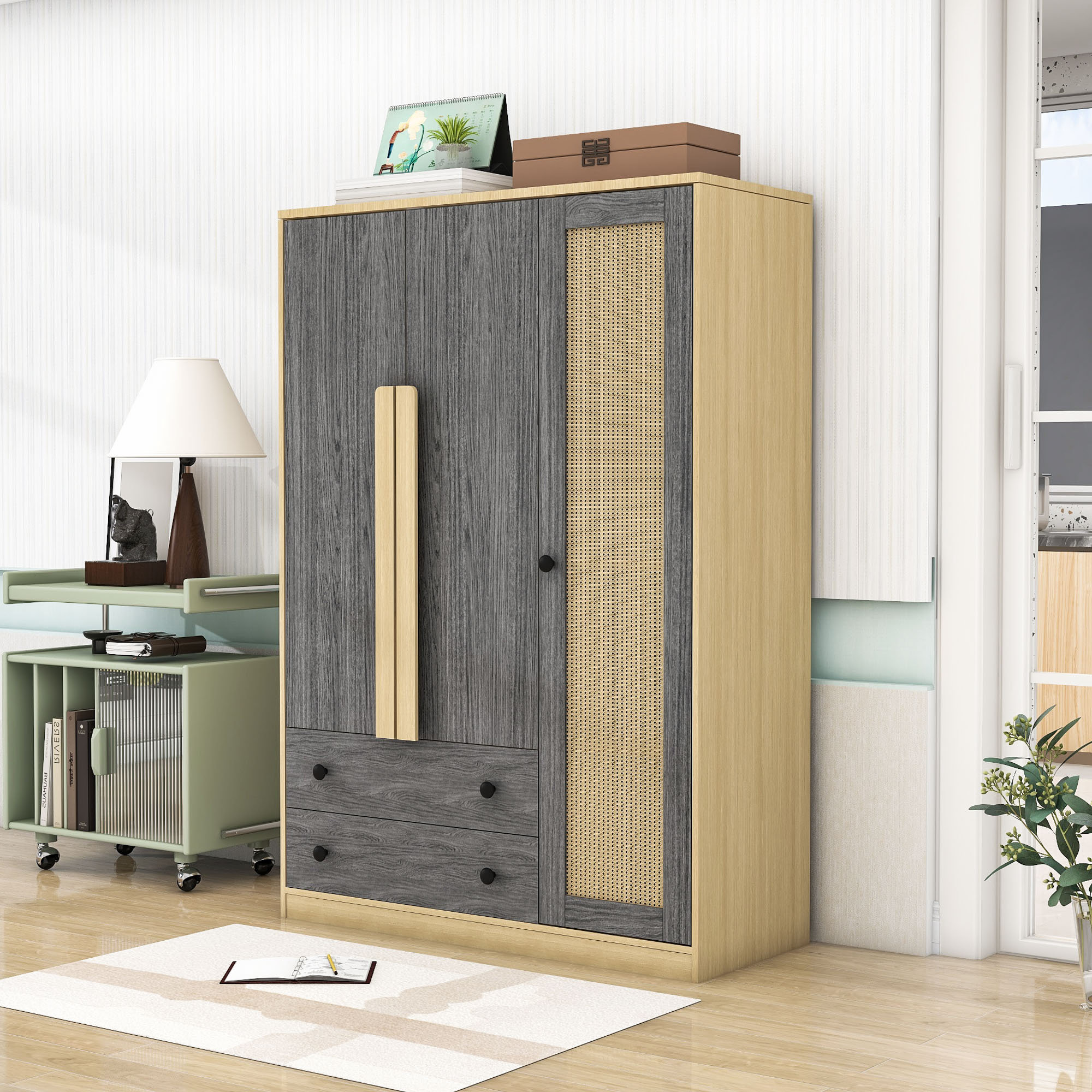 Bay Isle Home™ Bosichell Modern Freestanding 3-Door Wardrobe with ...
