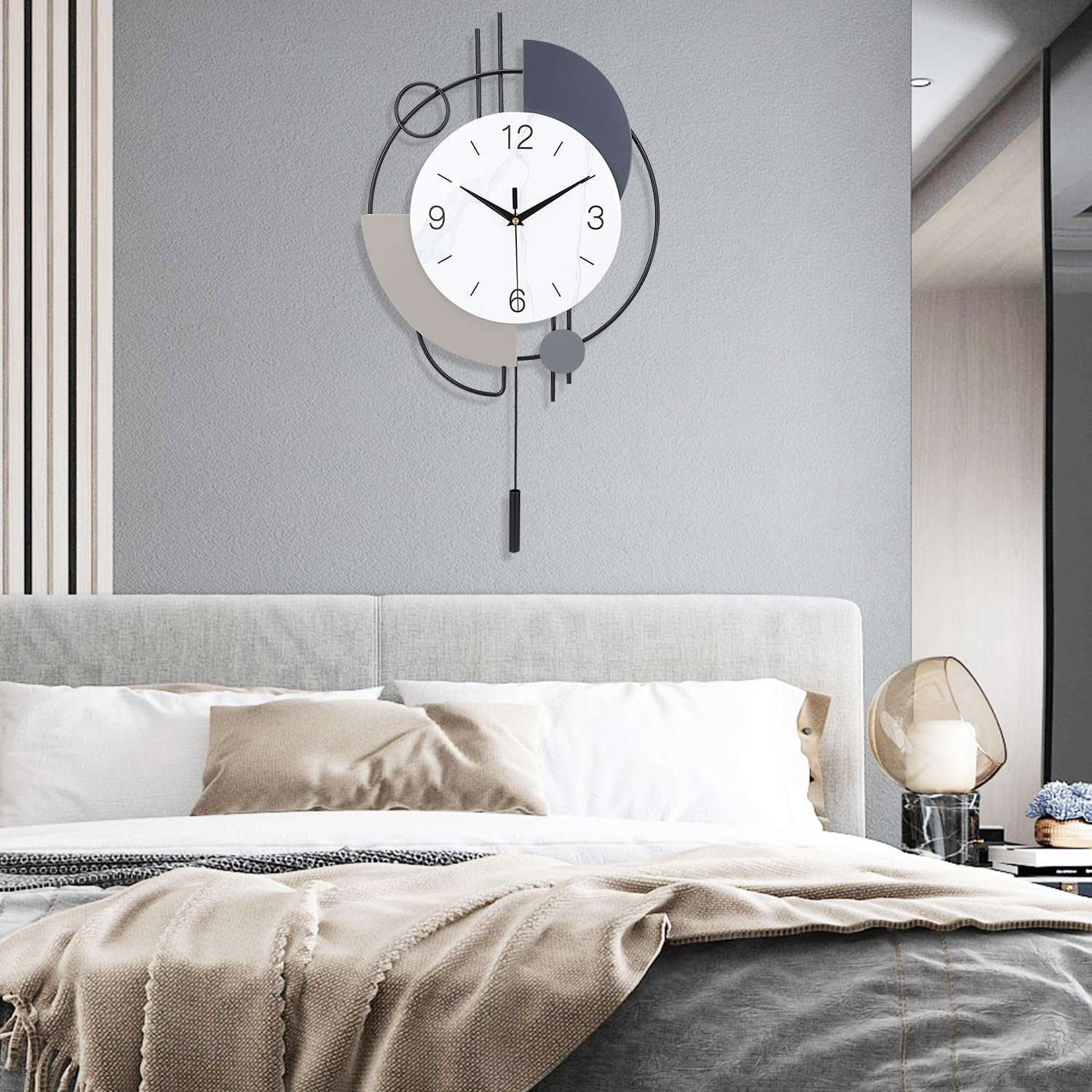 Ivy Bronx Silent Quartz Wall Clock With Pendulum, Suitable For Living ...
