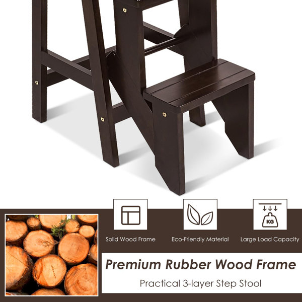Wildon Home® Oakgrove 3 - Step Wood Folding Step Stool & Reviews | Wayfair