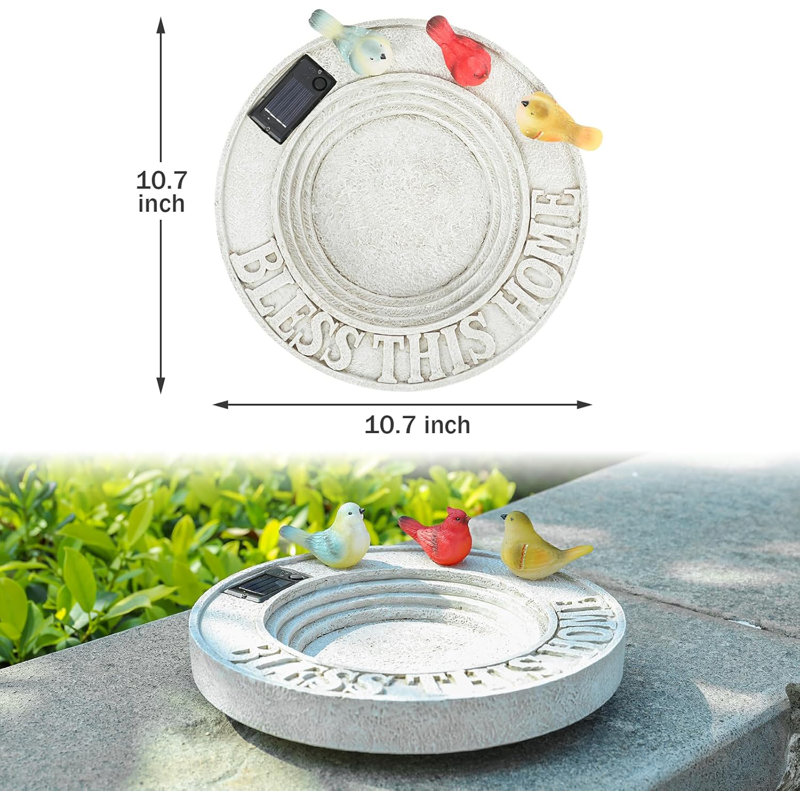 Lark Manor™ Bird Baths with Solar Birds Ornament | Wayfair