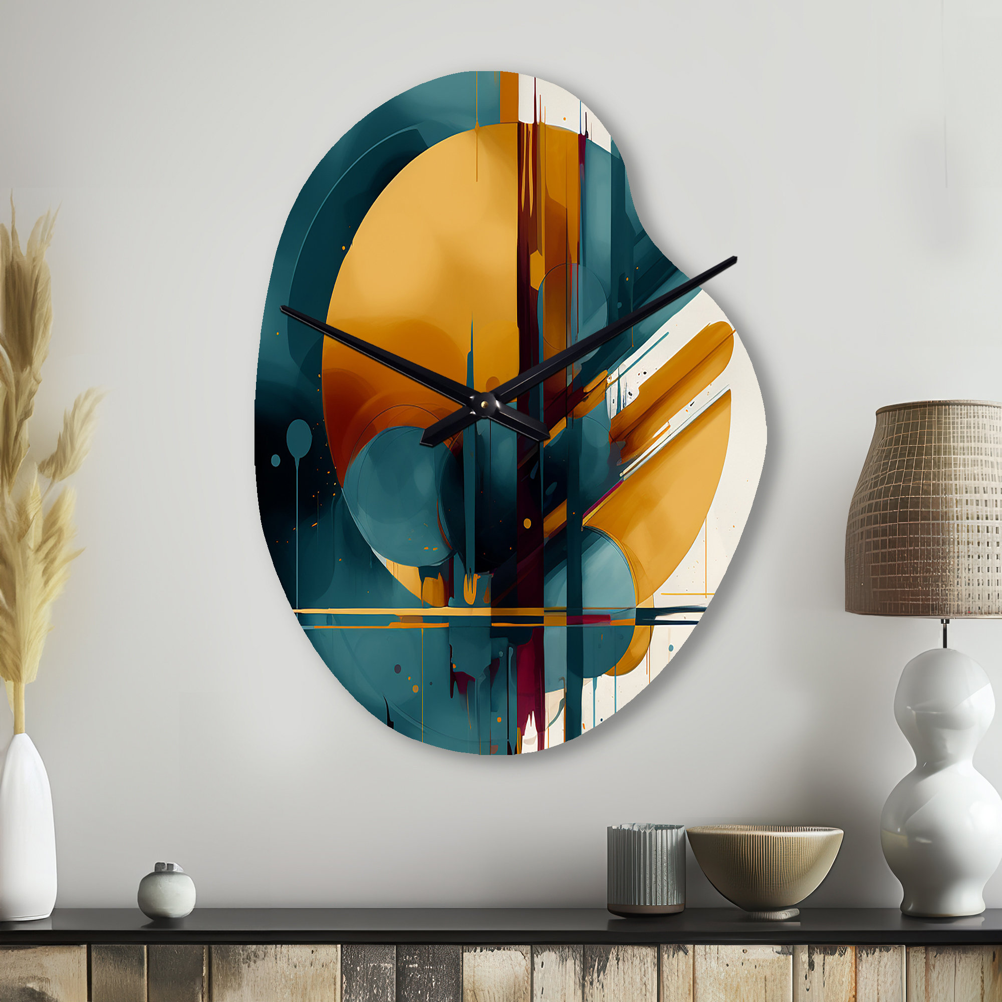 Design Art The Geometry Of Light I - Asymmetrical Geometric Metal Clock ...