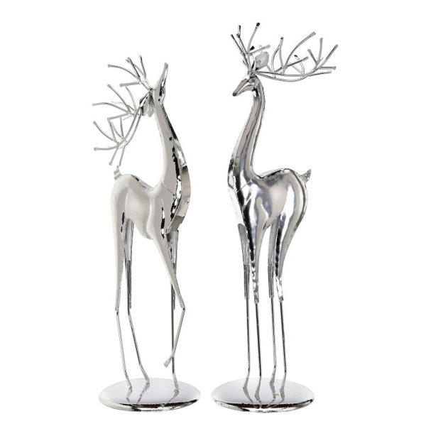 The Holiday Aisle® 2 Piece Plated Metal Reindeer Set | Wayfair