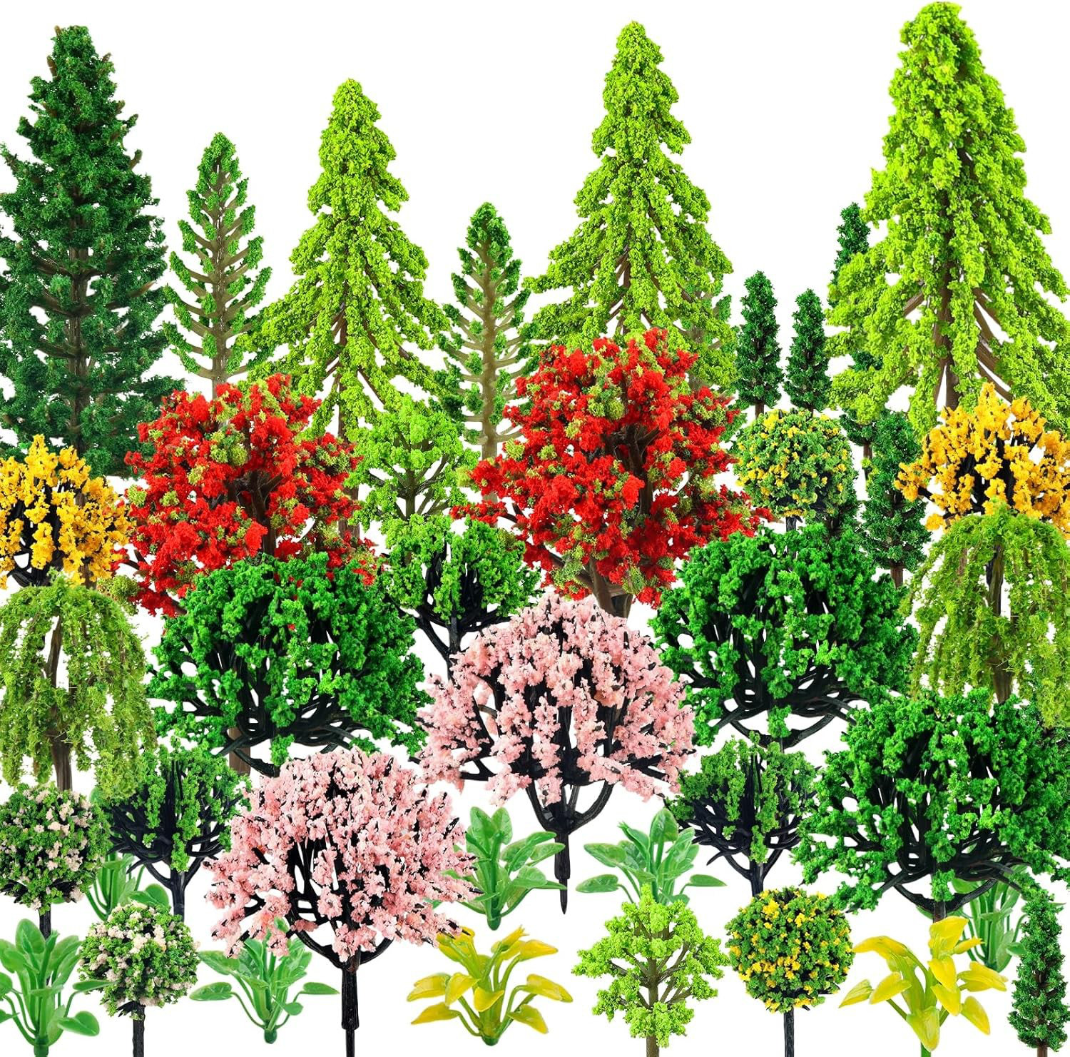 Ophelia & Co. 38PCS Mini Model Miniature Trees, Mixed Model Colourful ...