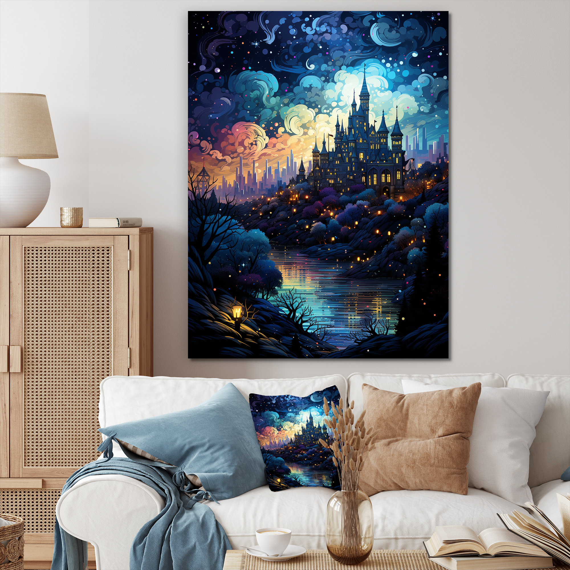Winston Porter Starry Night Castle Of Dracula - Vangogh Wall Art | Wayfair