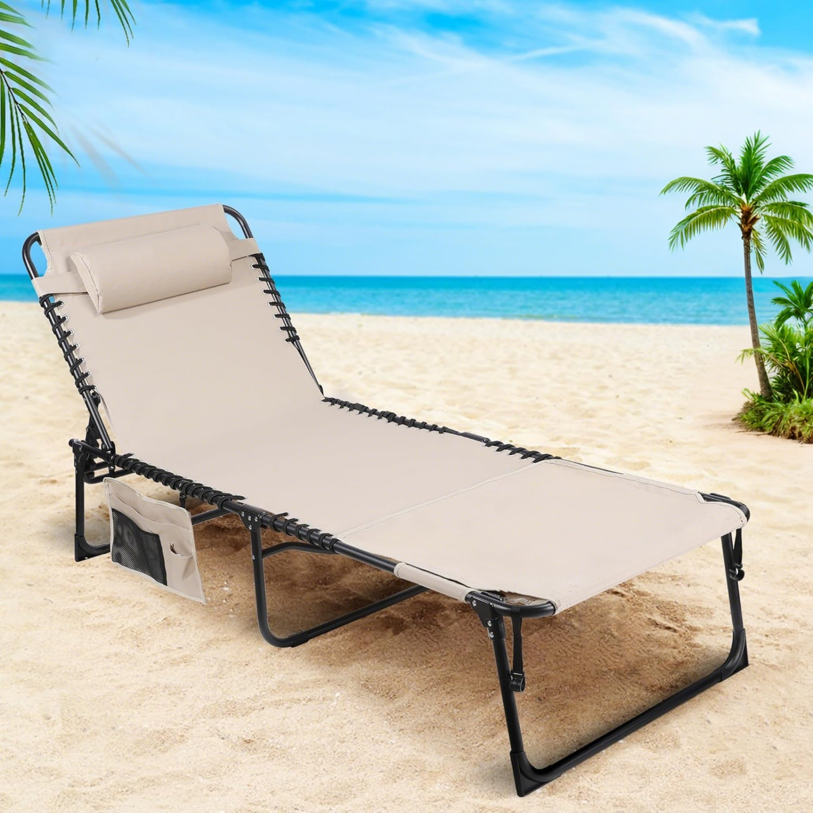 Arlmont & Co. Oversized Tanning Chaise Lounge Chair With Face Hole ...