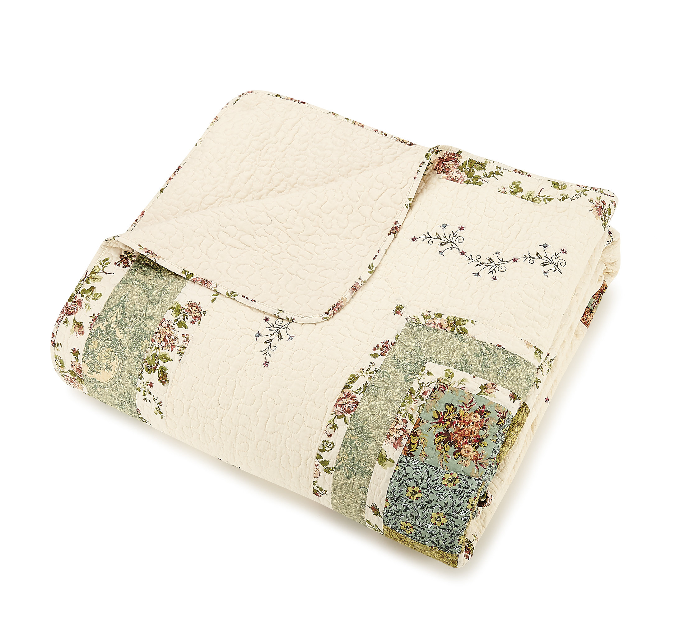 Modern Heirloom Olivia Embroidered Patchwork Single Bedspread/Coverlet ...