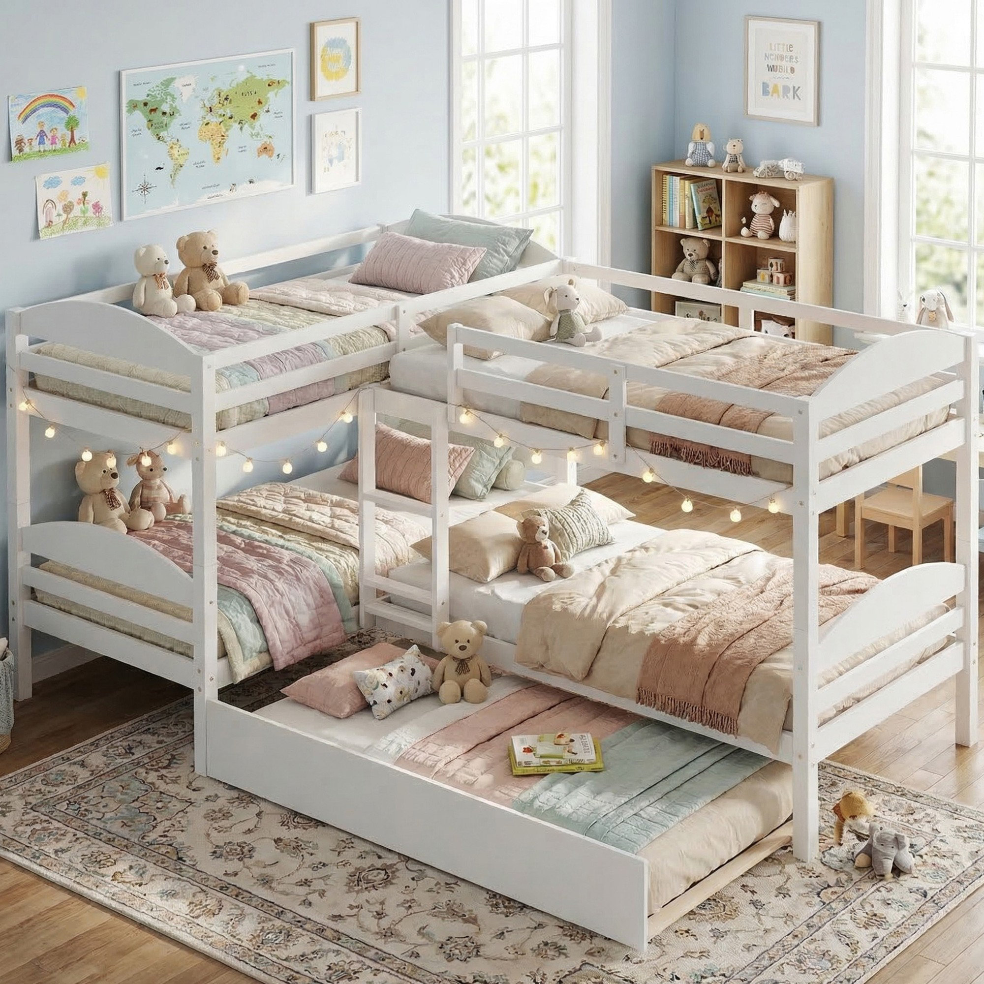 Andover Mills™ Baby & Kids Nevaeh Twin over Twin L-Shaped Bunk Beds ...