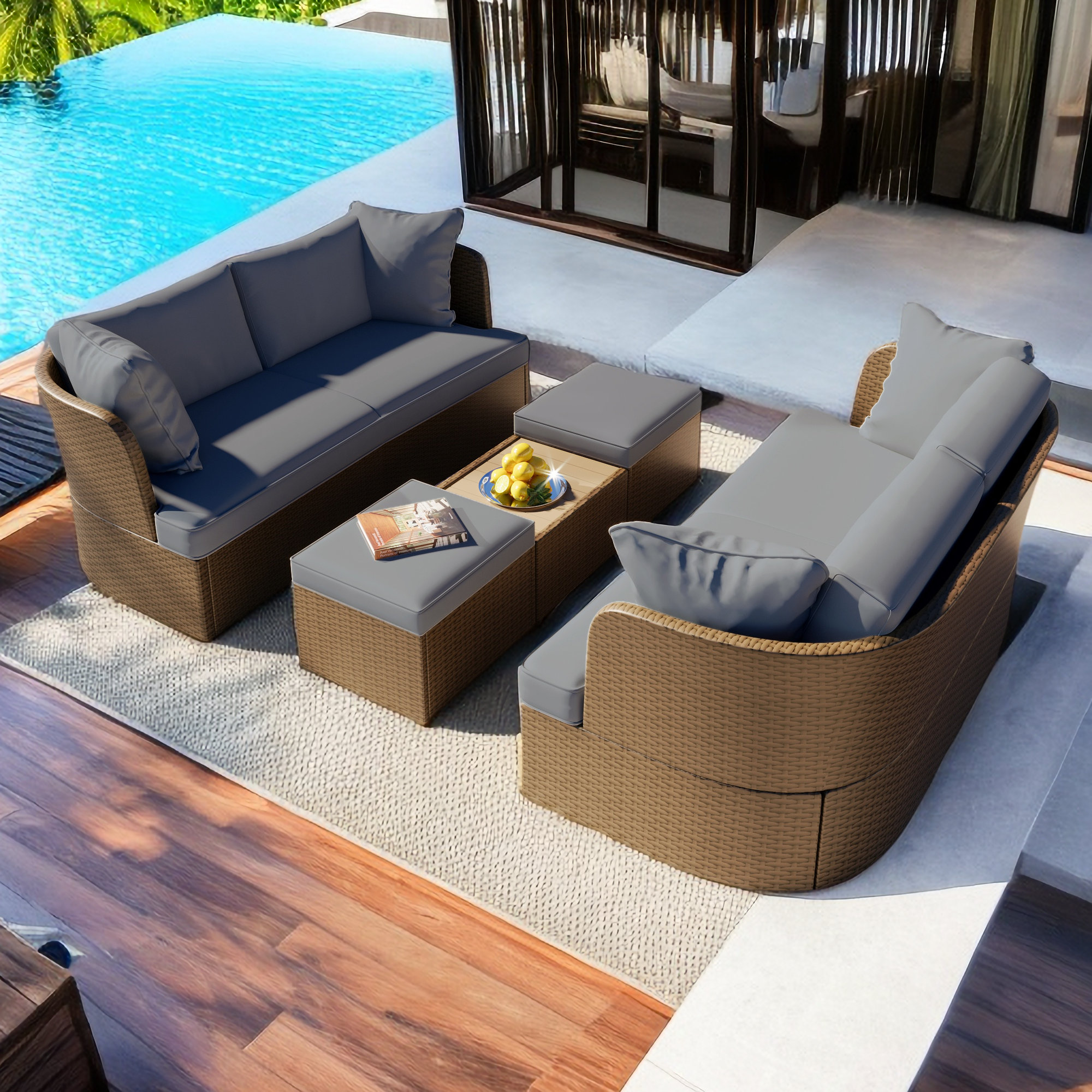 Latitude Run® Bulgerton 76.4'' Wide Outdoor Patio Daybed with Cushions ...