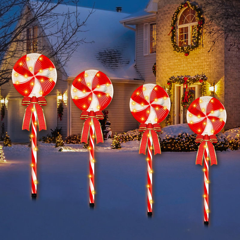 Ophelia & Co. 4-Pack Lollipop Peppermint Pathway Lights - Warm White ...