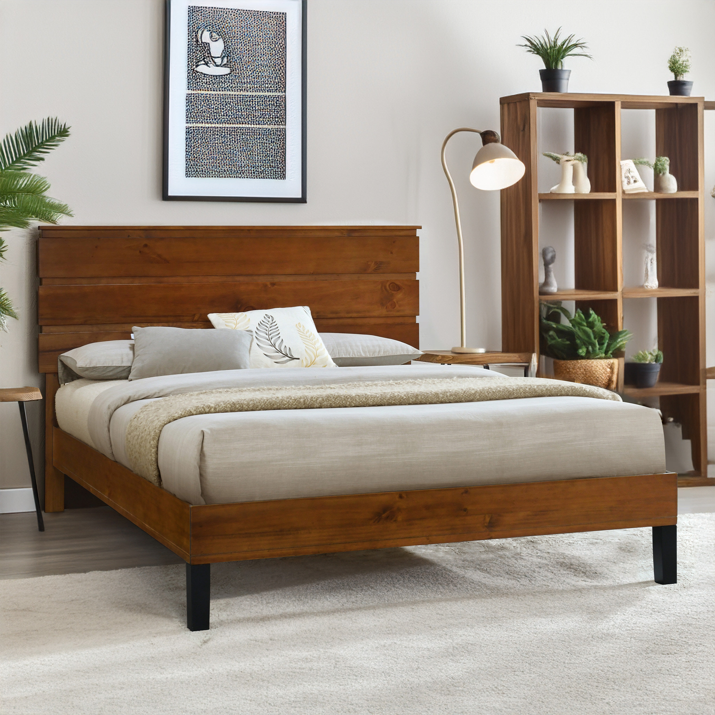 Millwood Pines Modern Solid Wood Azelynn Frame King Size Platform ...