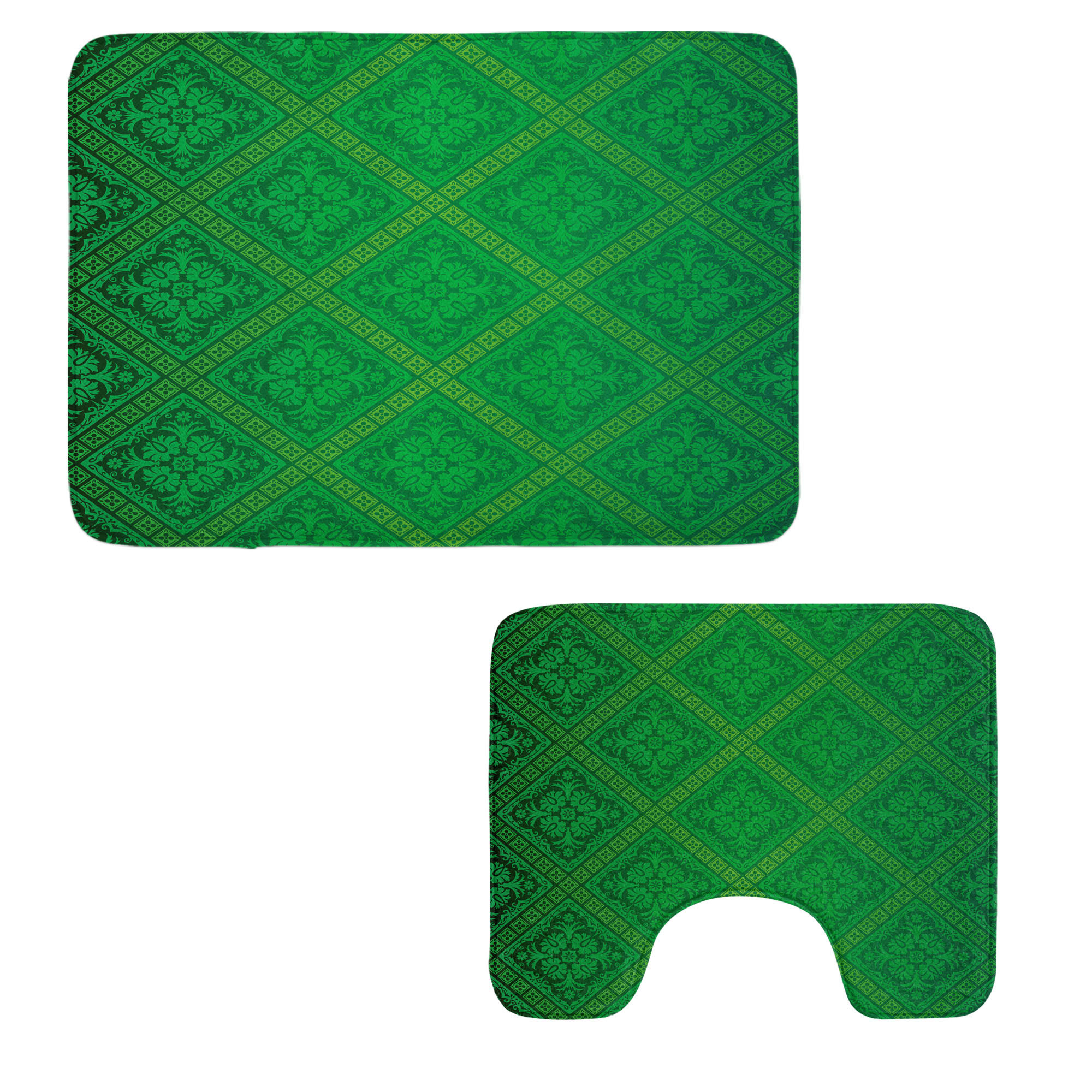 East Urban Home Green Bathroom Rug Set 2 Pieces Rectangle & Contour ...