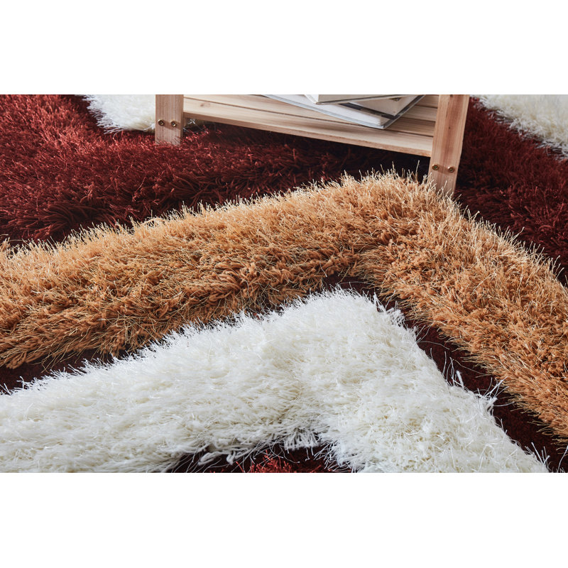 Latitude Run® Barrelville Geometric Handmade Shag Red/Brown Area Rug ...