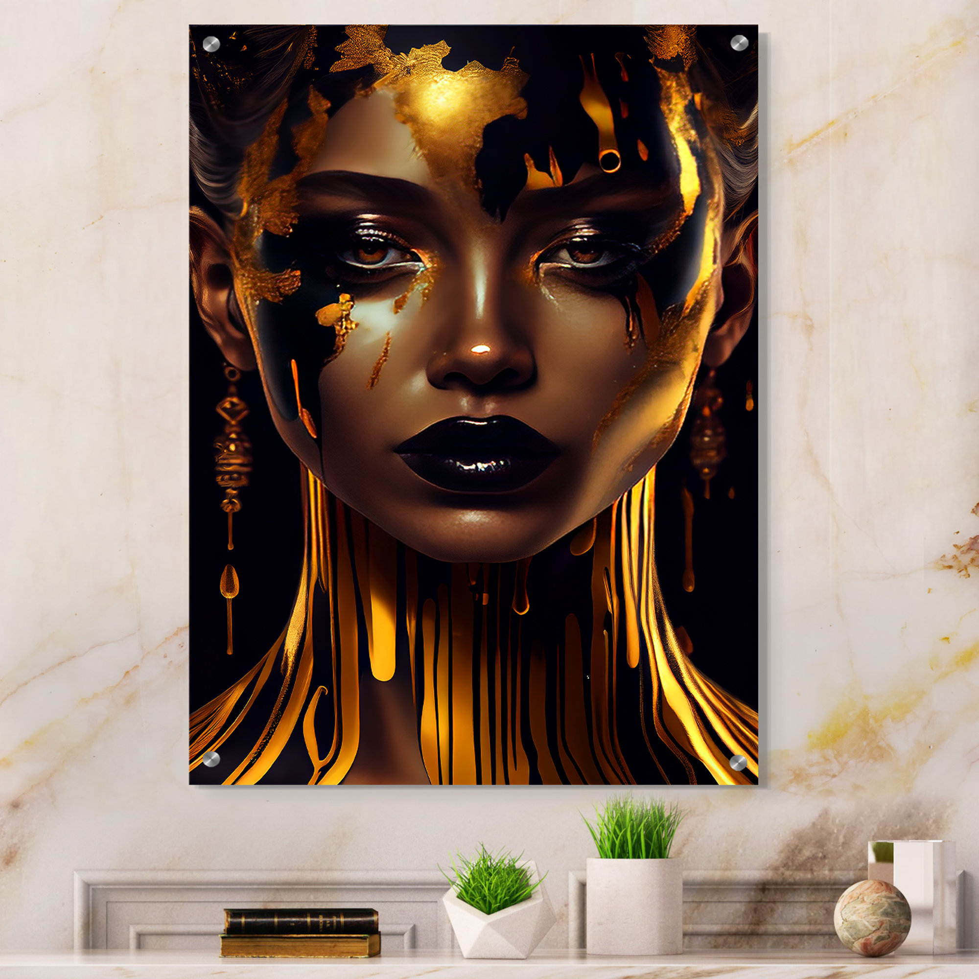 Mercer41 Sensual Liquid Gold Woman V - Woman Sensual Acrylic Wall Art ...