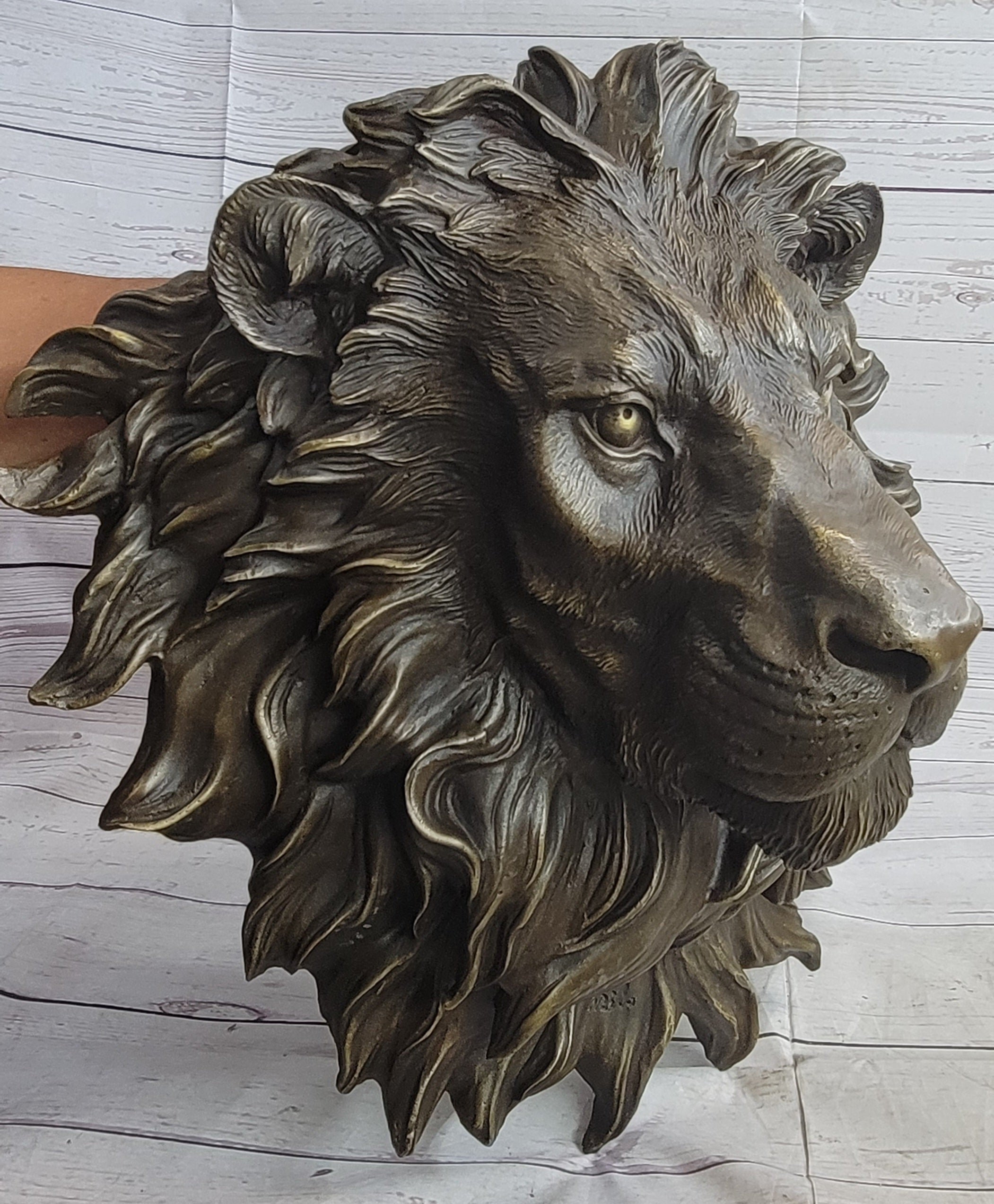 Loon Peak® Wall Mounted Hanging Lion Head Bust Sculpture Decor Signed ...