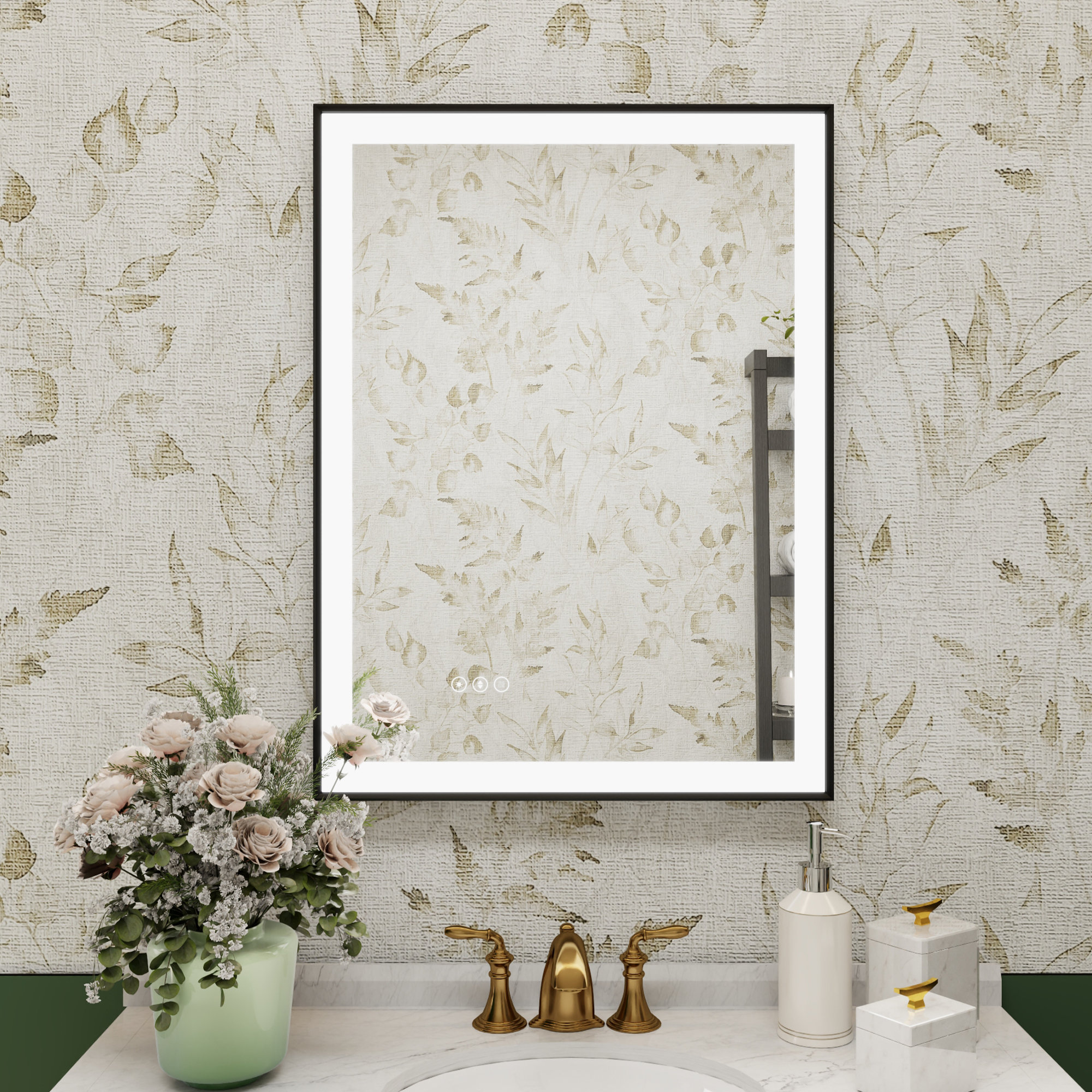 Wrought Studio™ LED Lighted Dimmable Tempered Glass Bathroom Vanity ...