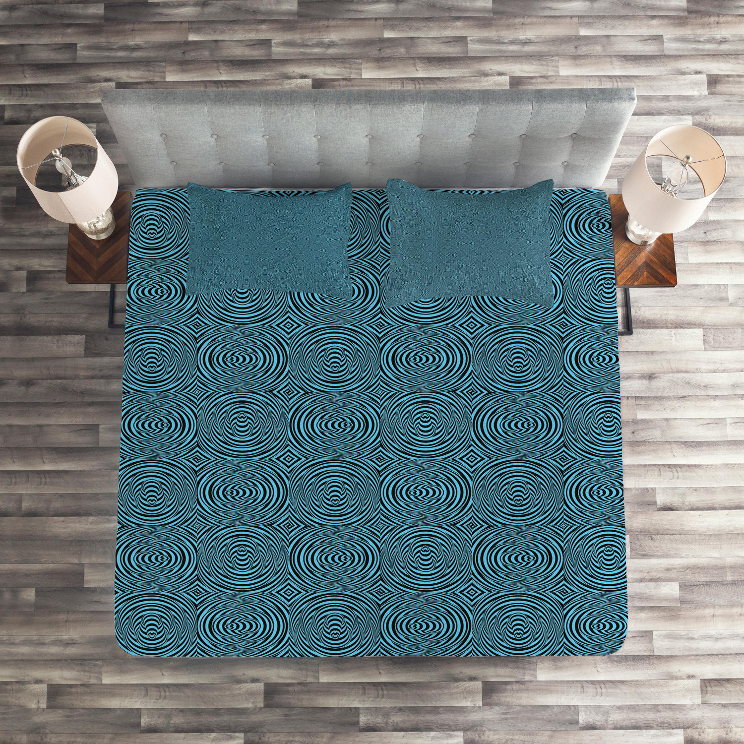 Ambesonne Blue Microfiber Farmhouse / Country Coverlet / Bedspread Set ...