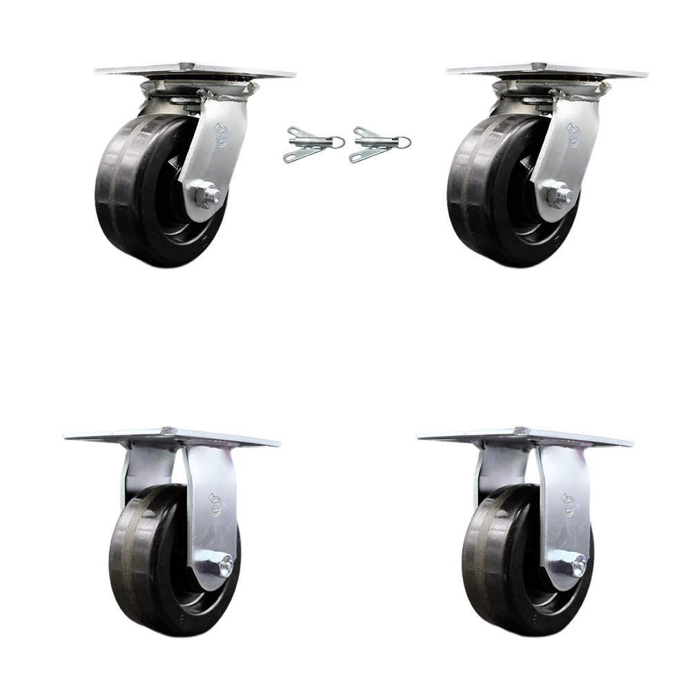 Service Caster 4 Piece Phenolic Caster Set with Roller Bearing 2 Swivel ...