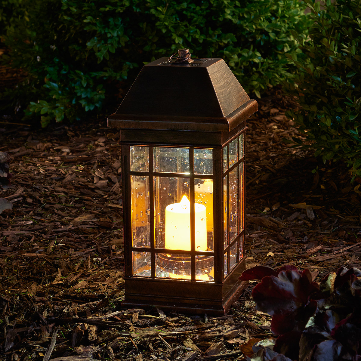 Breakwater Bay Gillock Bronze Powered LED Outdoor Lantern with Electric ...