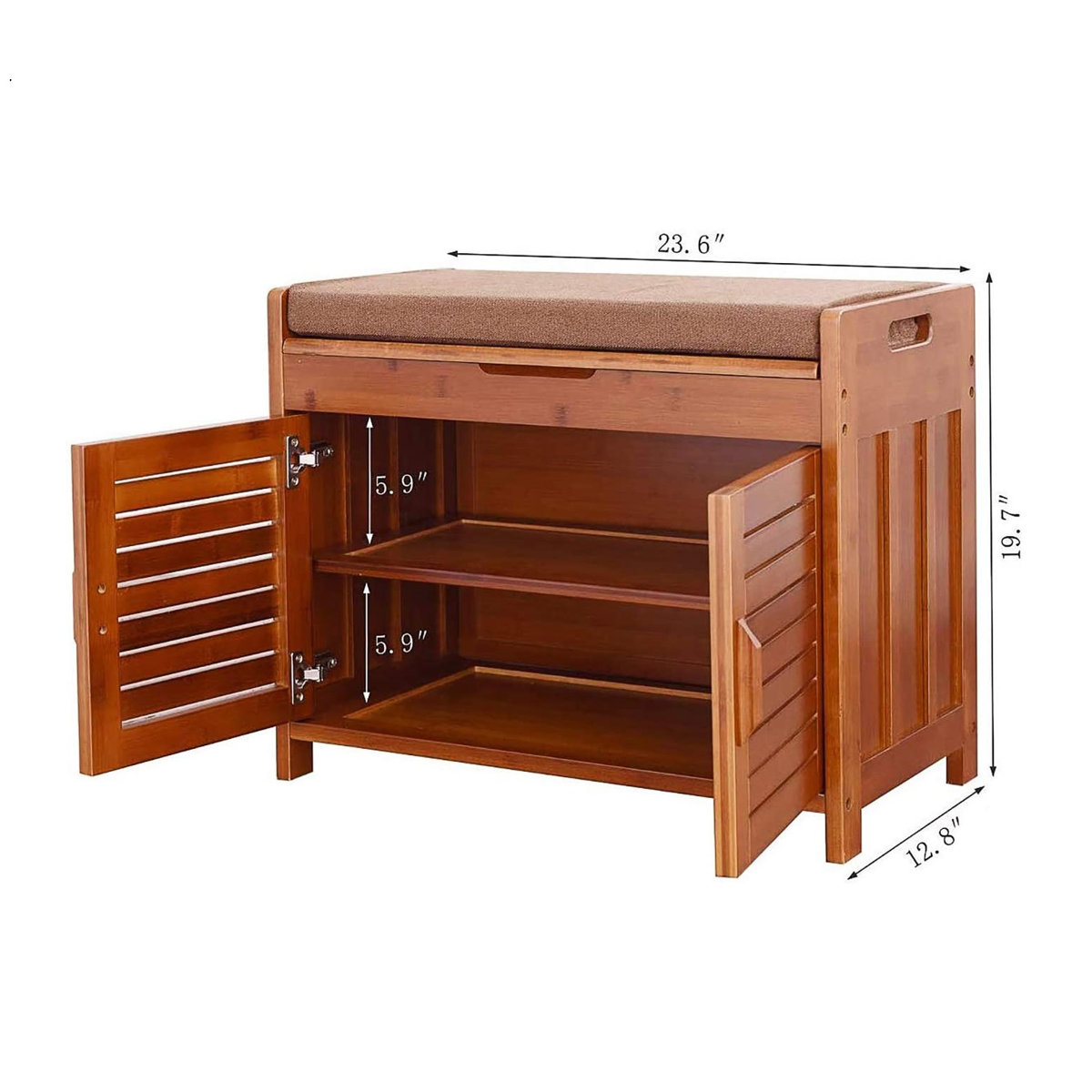 Loon Peak® 6 Pair Shoe Storage Bench Detachable Cushion Cabinet ...