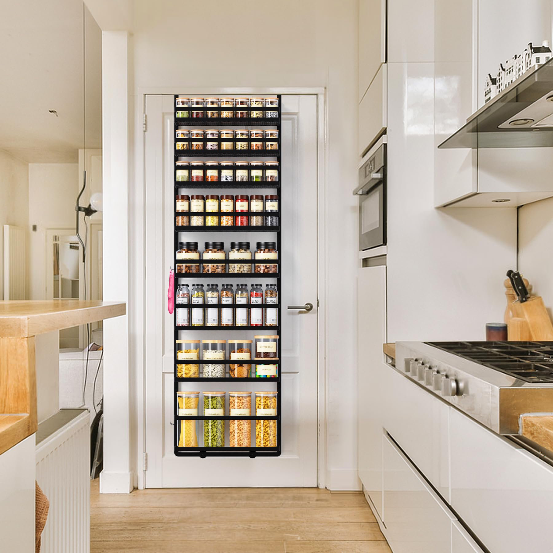 Rebrilliant 8-Tier-Wall-Mount-Spice-Rack-Organizer W/ Adjustable Basket ...