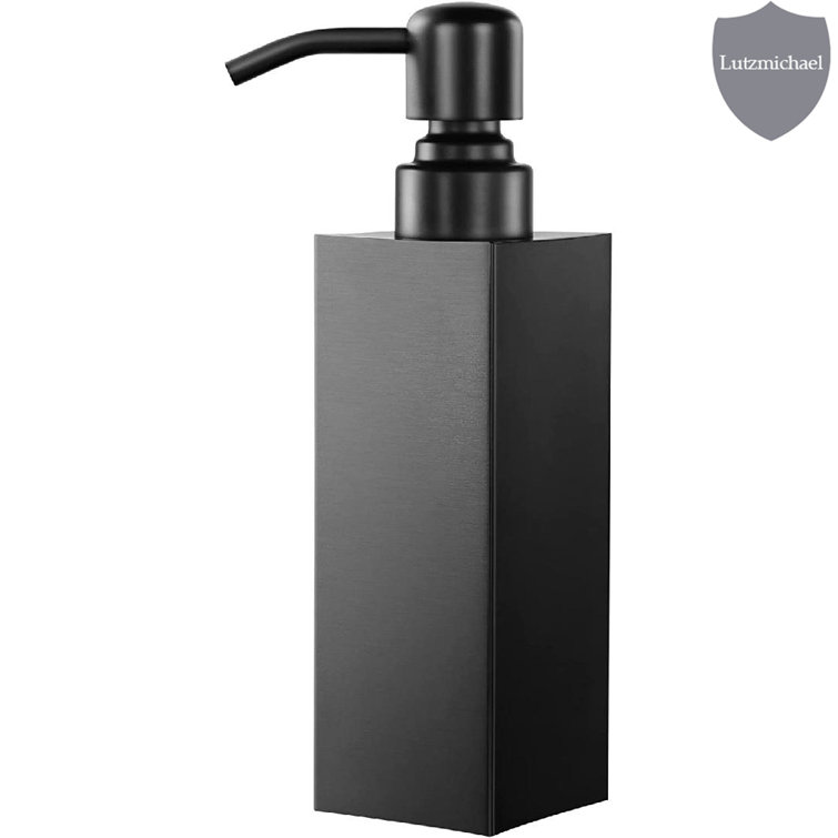 Latitude Run® Matte Black Soap Dispenser, 8.5Oz/250Ml Square Countertop ...