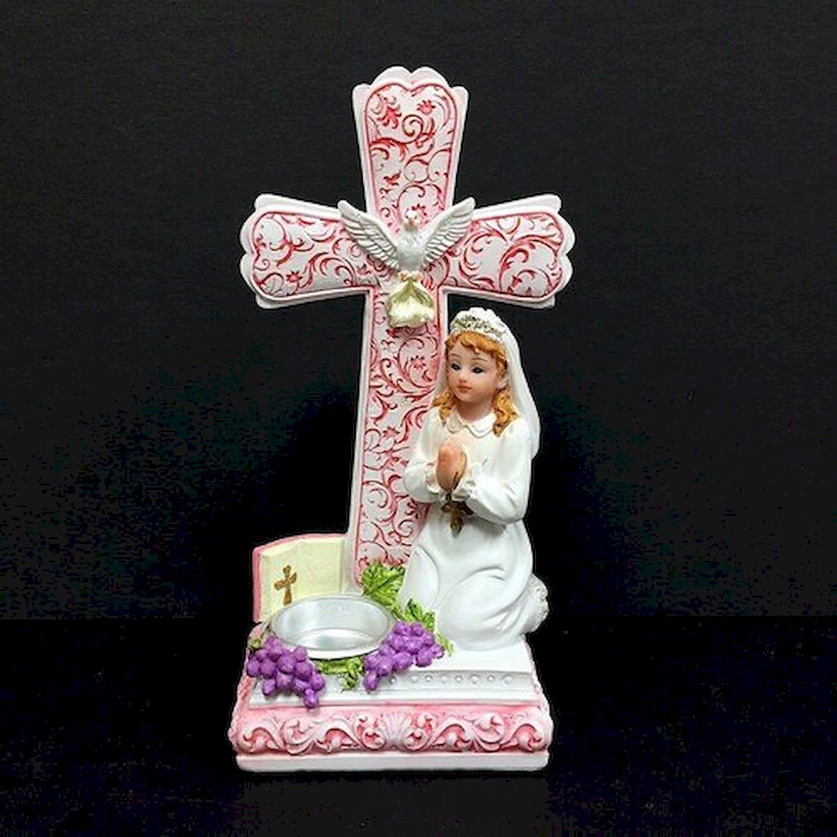 The Holiday Aisle® Hud Girl Praying with Cross Figurine | Wayfair