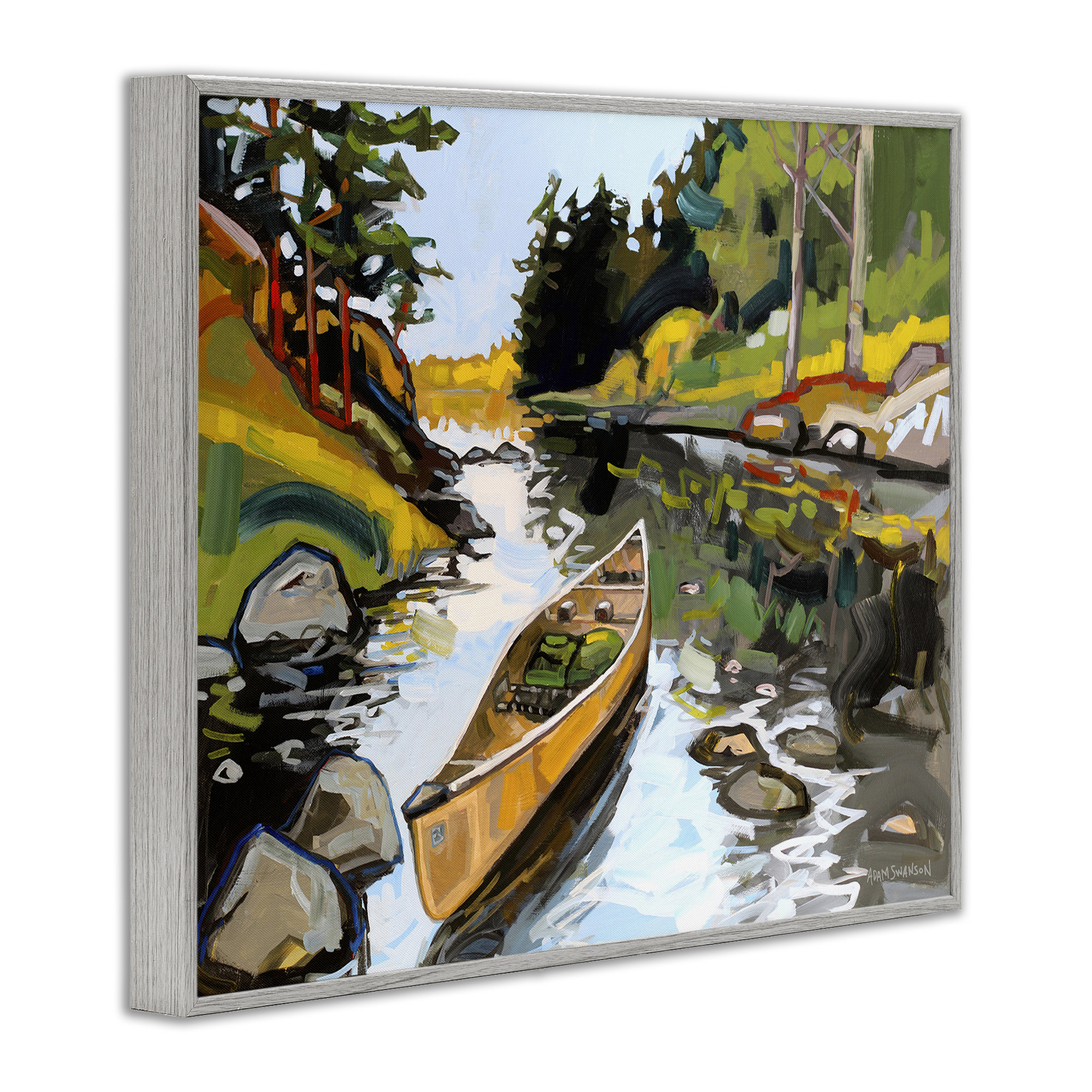 Ebern Designs Canoe Through River Framed Giclee Art by Adam Swanson ...