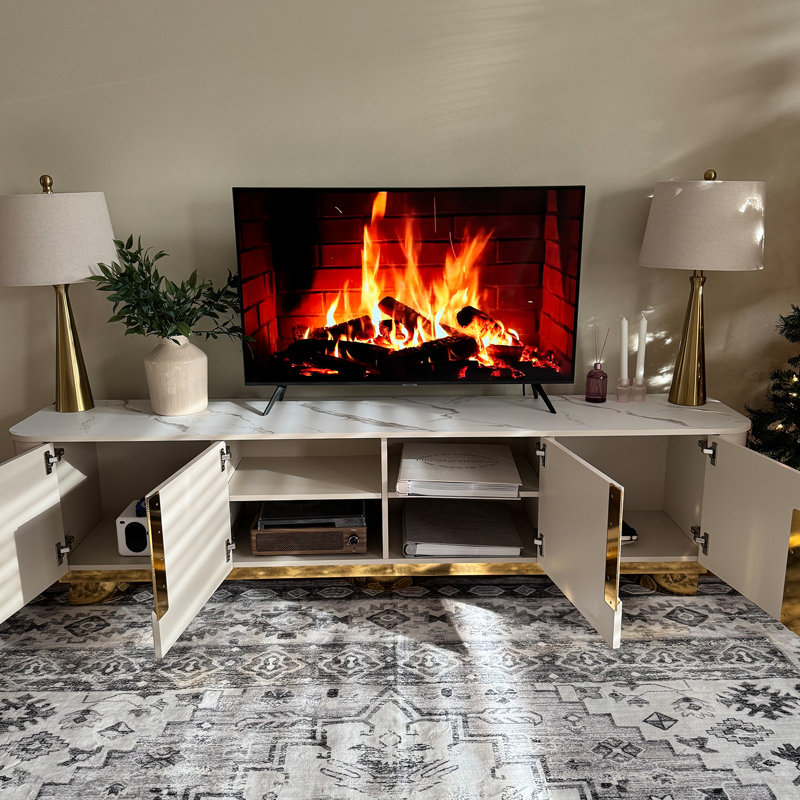 Mercer41 Elina Nordic Rounded-Corner TV Stand with Storage & Reviews ...