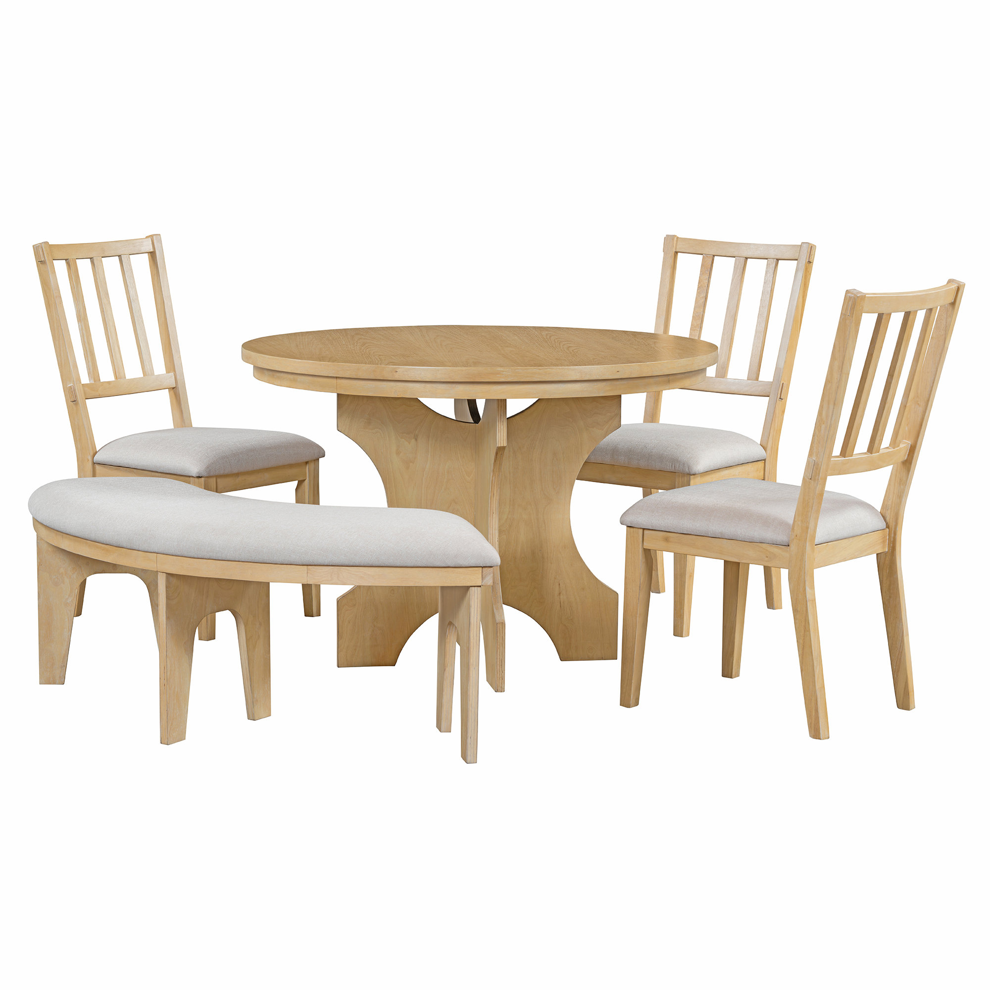 Hokku Designs -piece round dining set with 3 upholstered chairs ...
