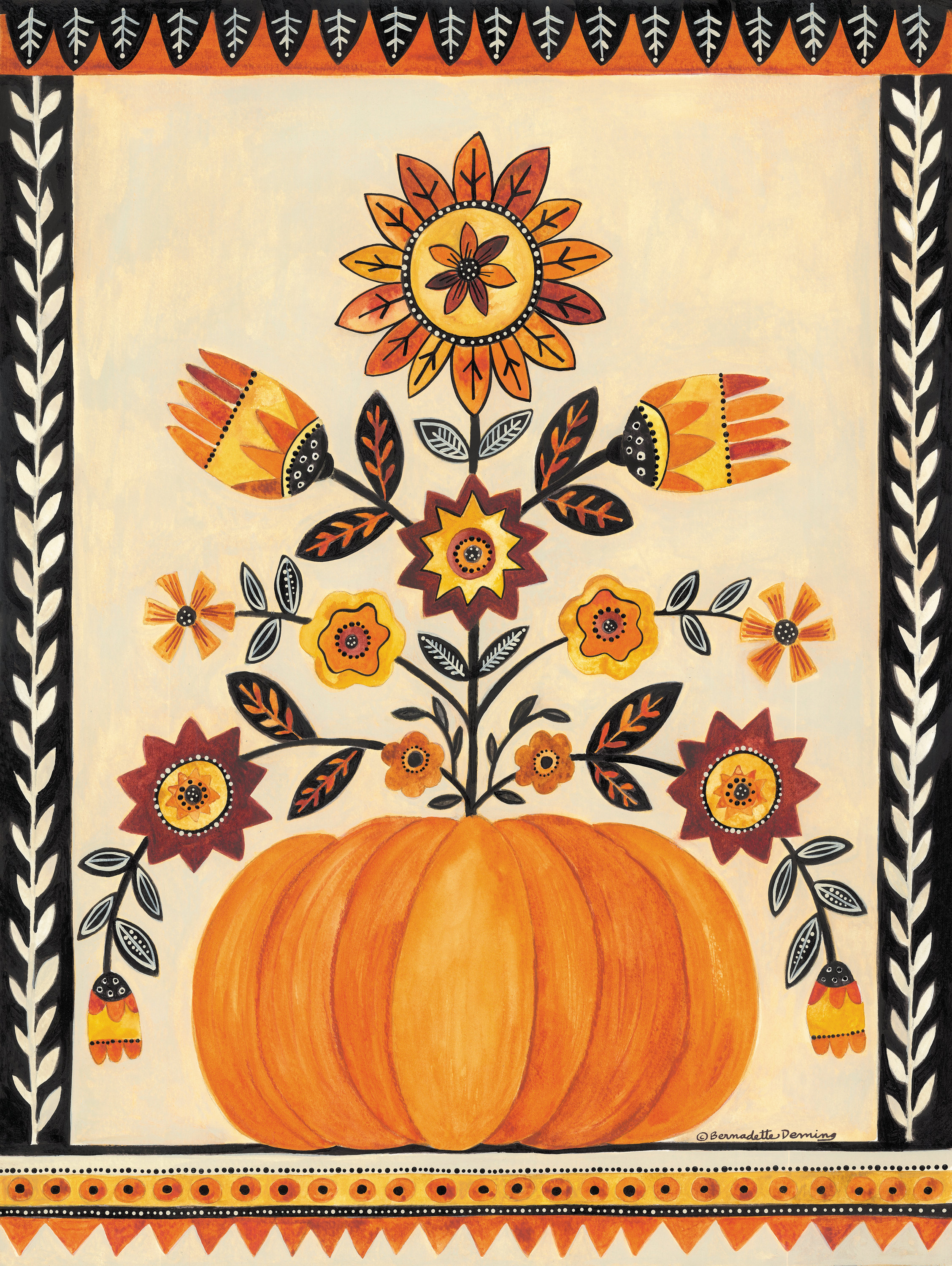 August Grove® Jarisa Fall Pumpkin With Flowers by Bernadette Deming ...