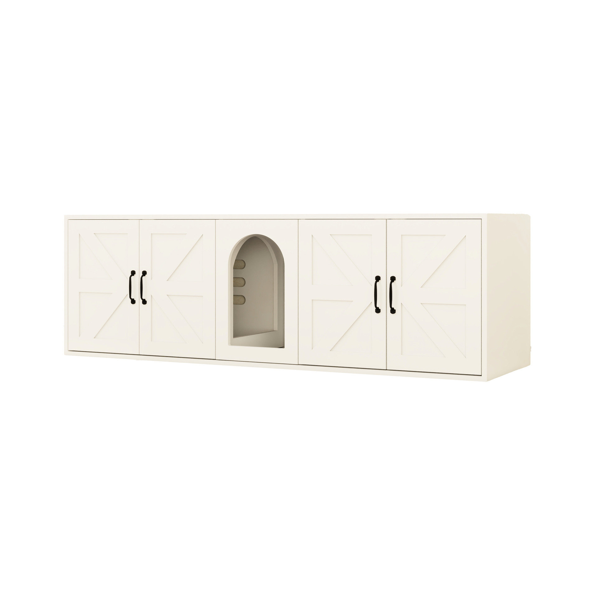 Tucker Murphy Pet™ White Wooden Litter Box With Double Areas For 2 Cats ...