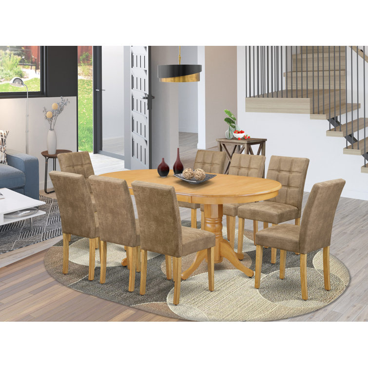 Alcott Hill® Cilton 9 - Piece Extendable Solid Wood Double Pedestal ...