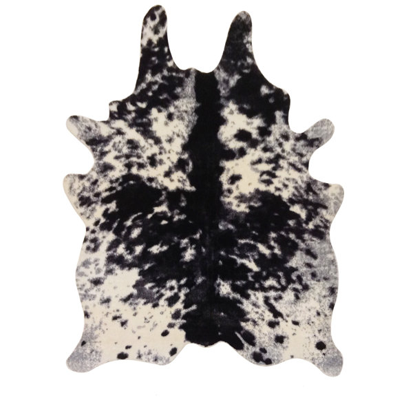 Millwood Pines Sargat Vegan Faux Print Black White Hide/Cowhide Area ...