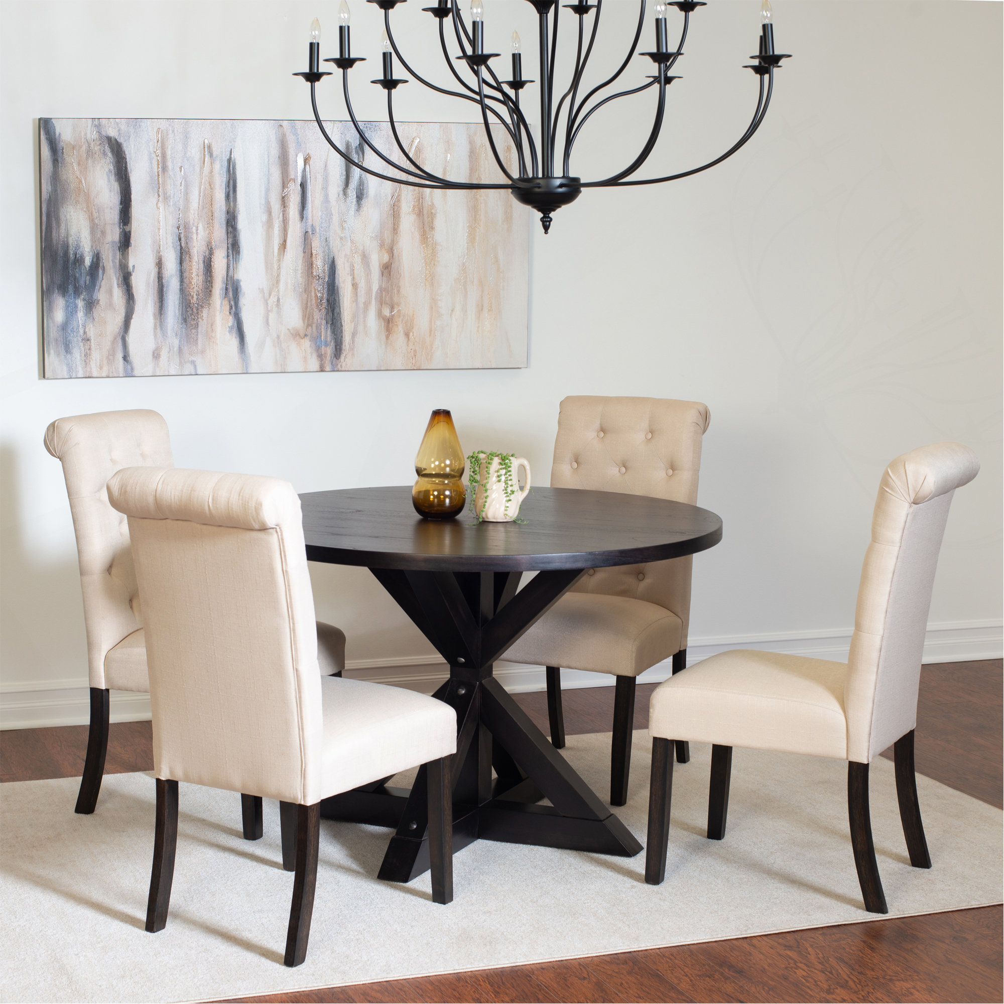 Wentygam 5-Piece Dining Set, Cross-Buck Dining Table With 4 Stylish ...