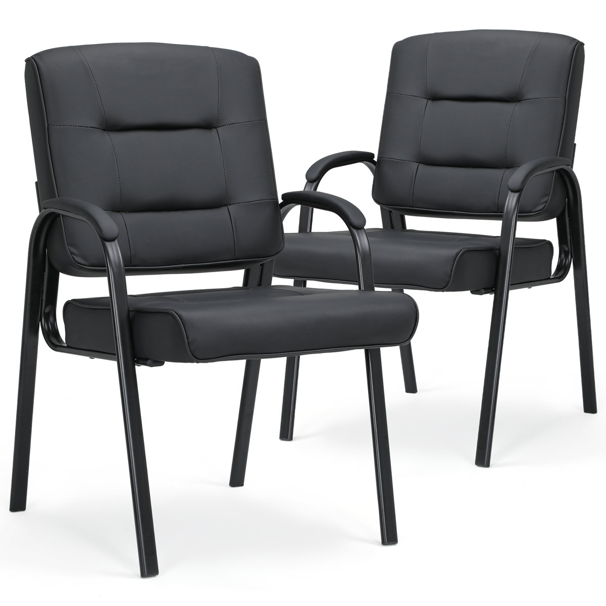 MoNiBloom Modern Reception Chairs, Faux Leather Guest Chairs With ...
