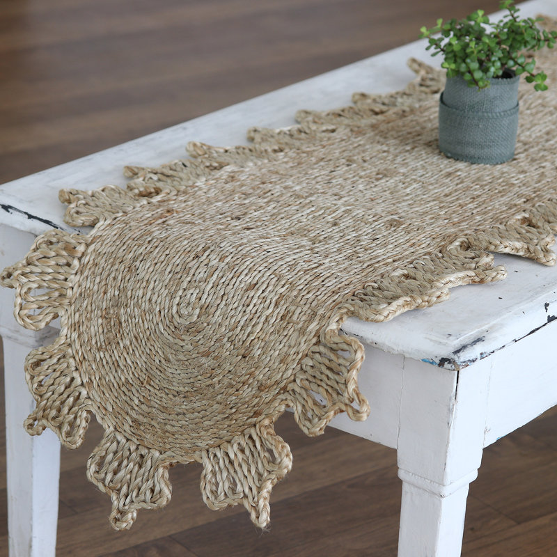 Bungalow Rose Handmade Delightful Lines Jute Table Runner | Wayfair