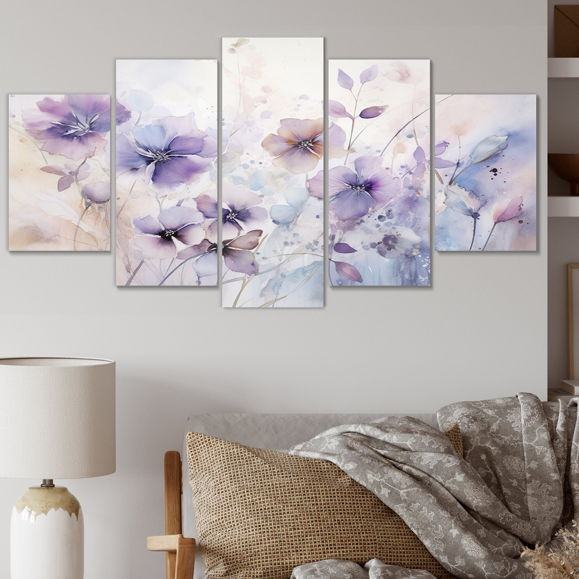 Design Art Purple Mystical Blooms III - Abstract Botanicals Metal Wall ...