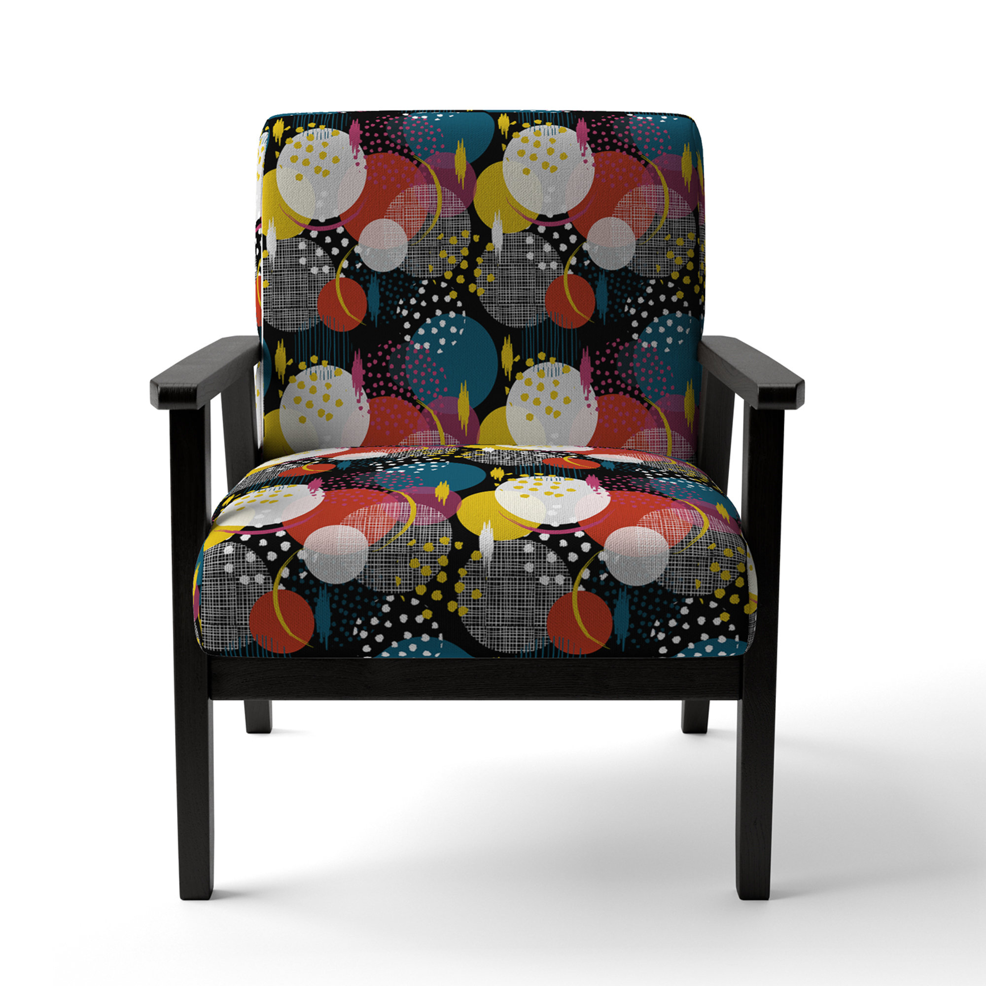 Orren Ellis Multicolor Circle Pattern - Upholstered Patterned Accent ...