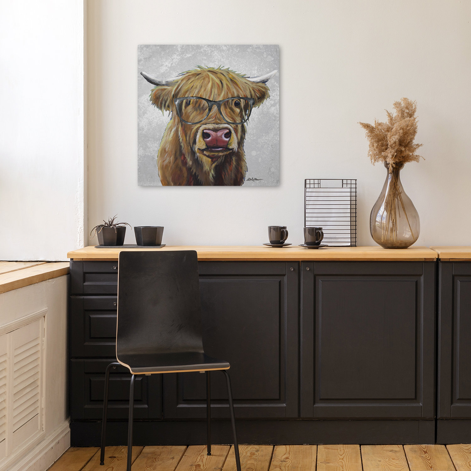 Ophelia & Co. Highland With Glasses Contemporary Whimsical Art | Wayfair