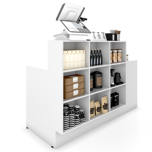 Inbox Zero 62.99'' W Modern Reception Desk With Open Shelvings | Wayfair