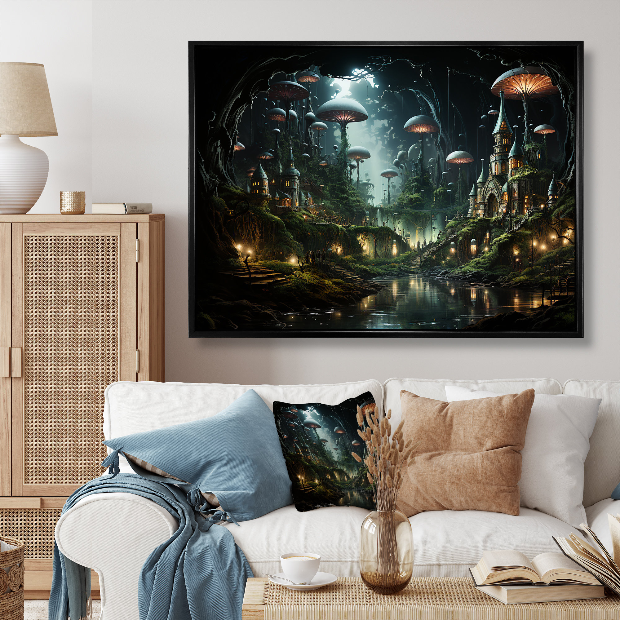 Loon Peak® Enchanted Surreal mushroom Haven - Surrealism Landscape ...