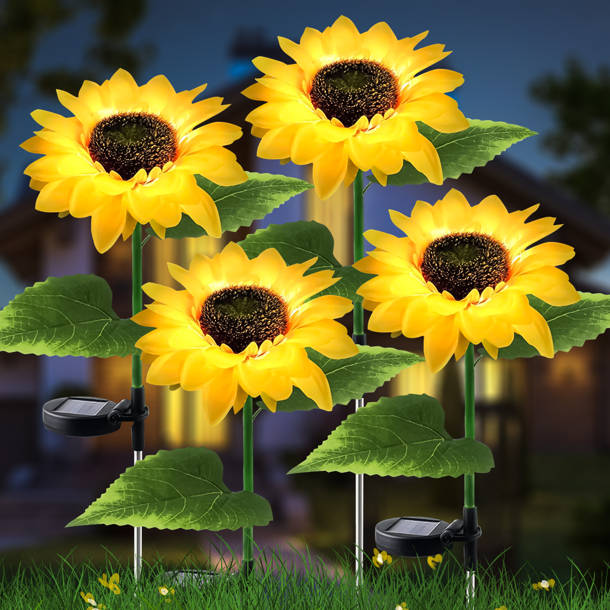 Touch of ECO Solar Powered LED Metal Flower Garden Stake Light ...