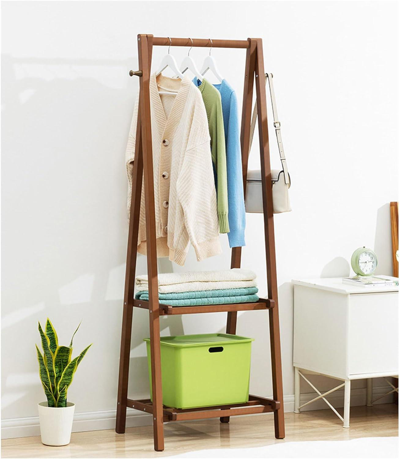 Rebrilliant Nashiem 26" W Clothing Garment Rack Clothes Rack Wooden ...