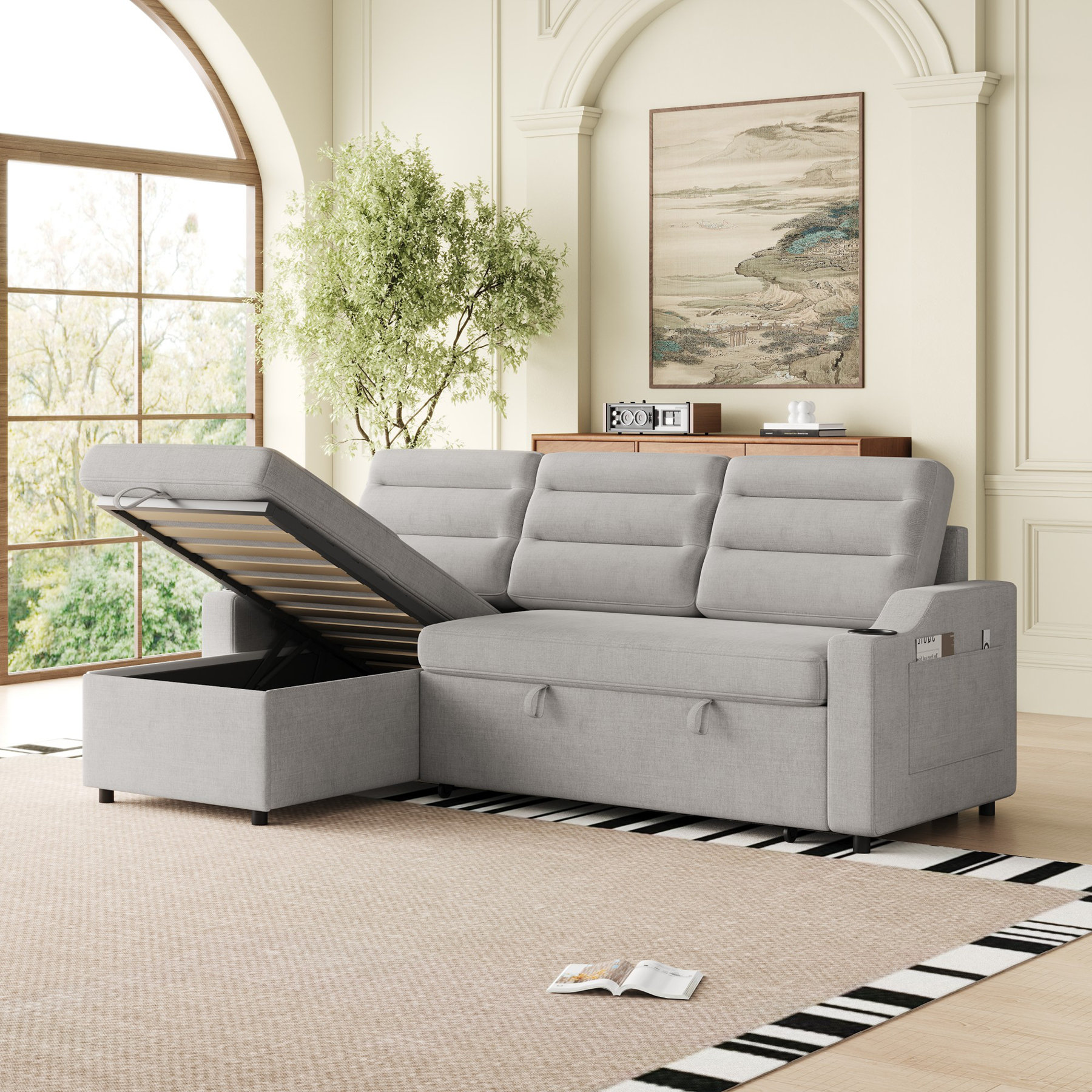 Latitude Run® Convertible Sofa Bed Polyester Pullout Bed - Wayfair Canada