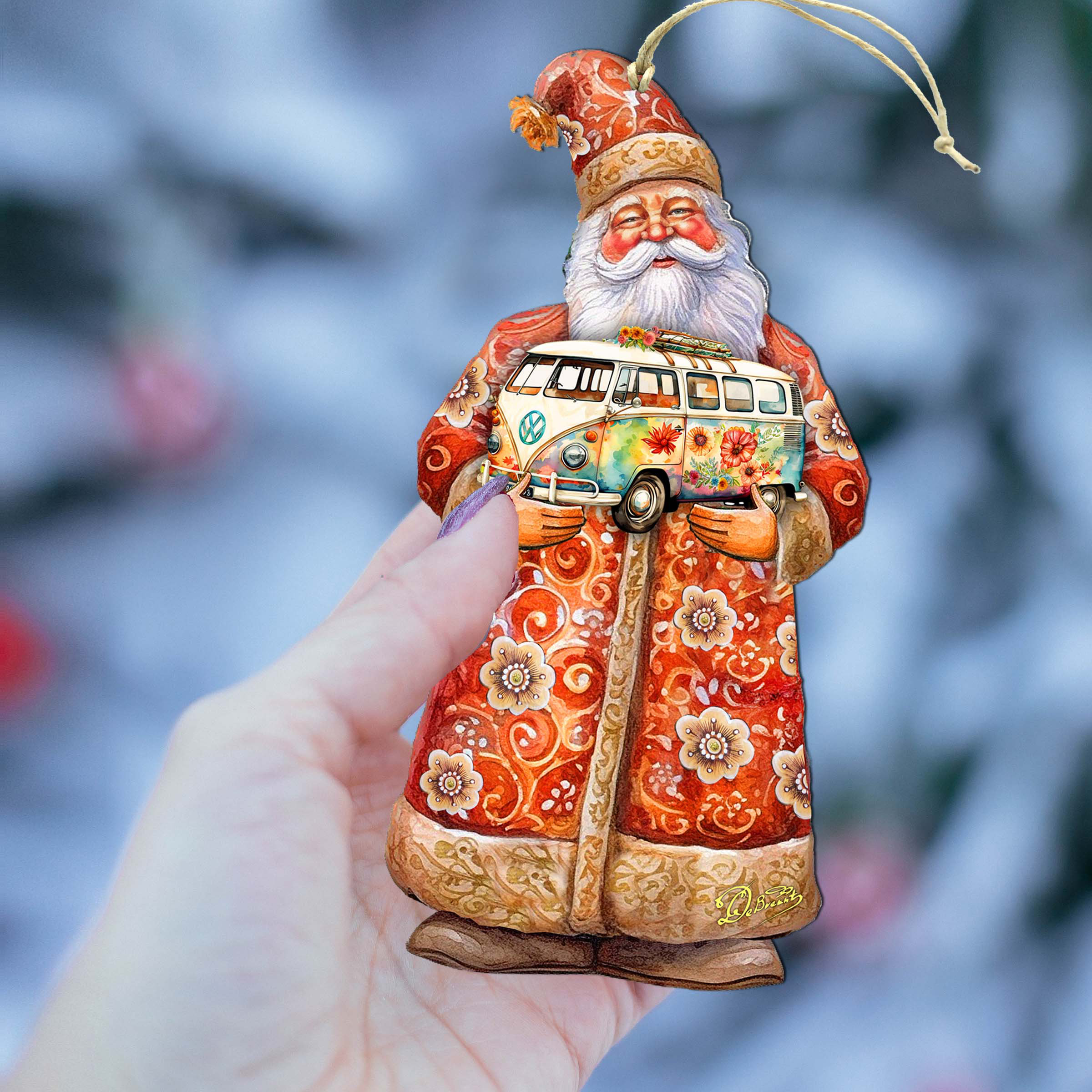 Designocracy Santa With Van Wooden Ornaments By G. Debrekht | Wayfair