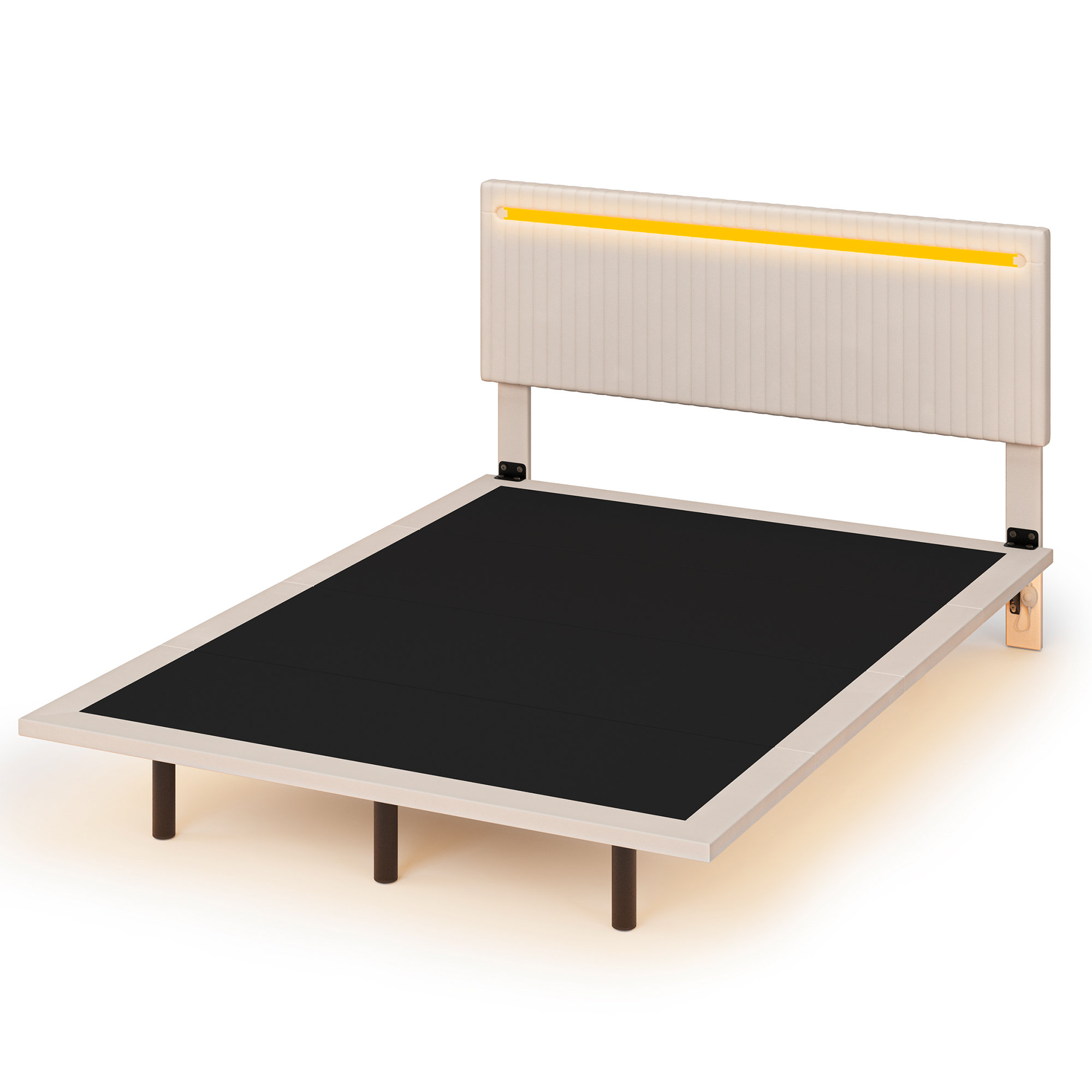 Wrought Studio™ Modern Floating Bed Frame With Vertical Channel Tufted ...
