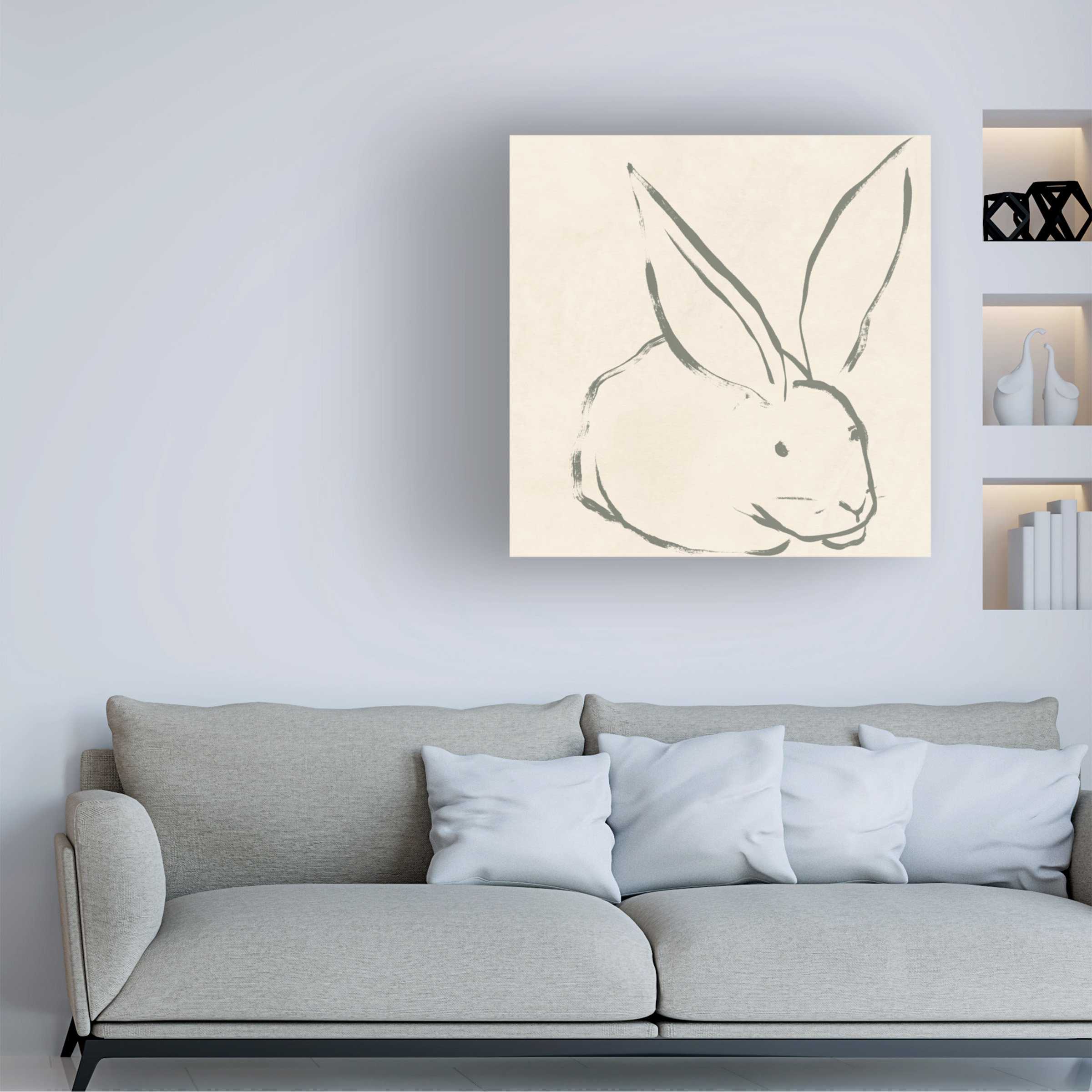 August Grove® June Erica Vess Linear Rabbit II Canvas Wall Art | Wayfair