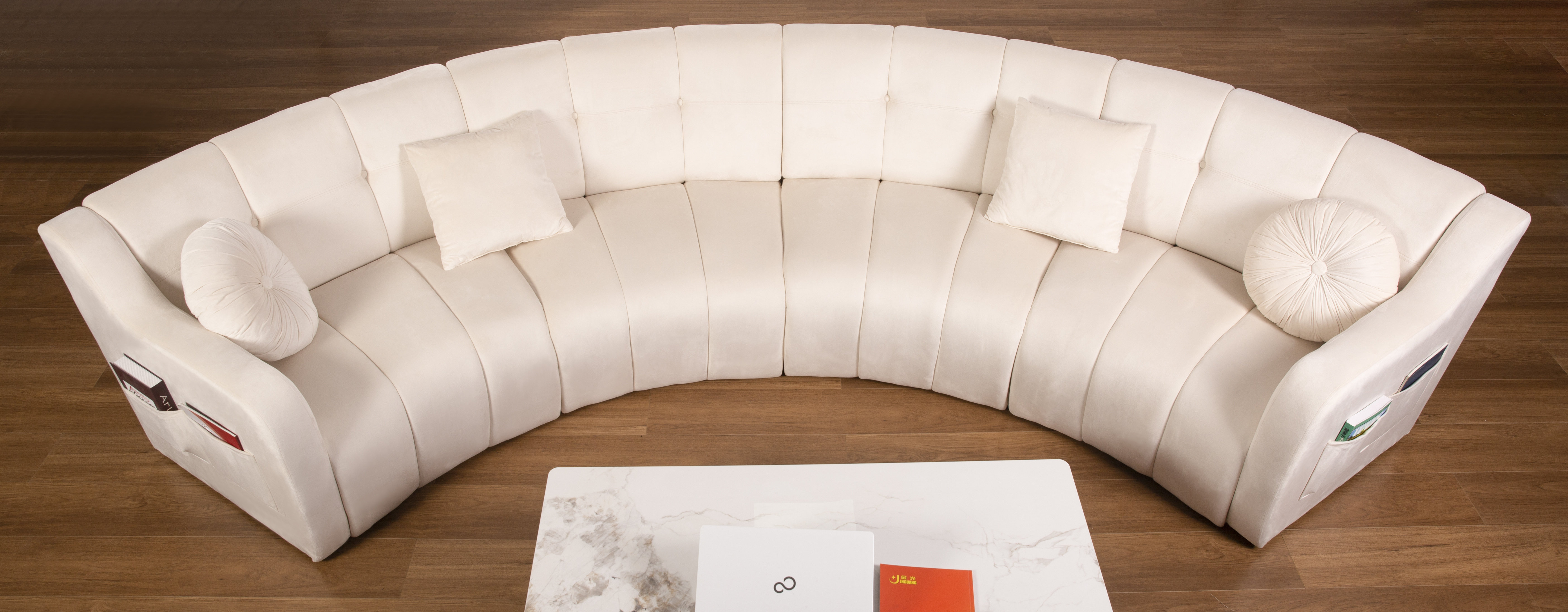 Mercer41 Edrei 153.1" Wide Velvet Symmetrical Modular Sectional Floor ...