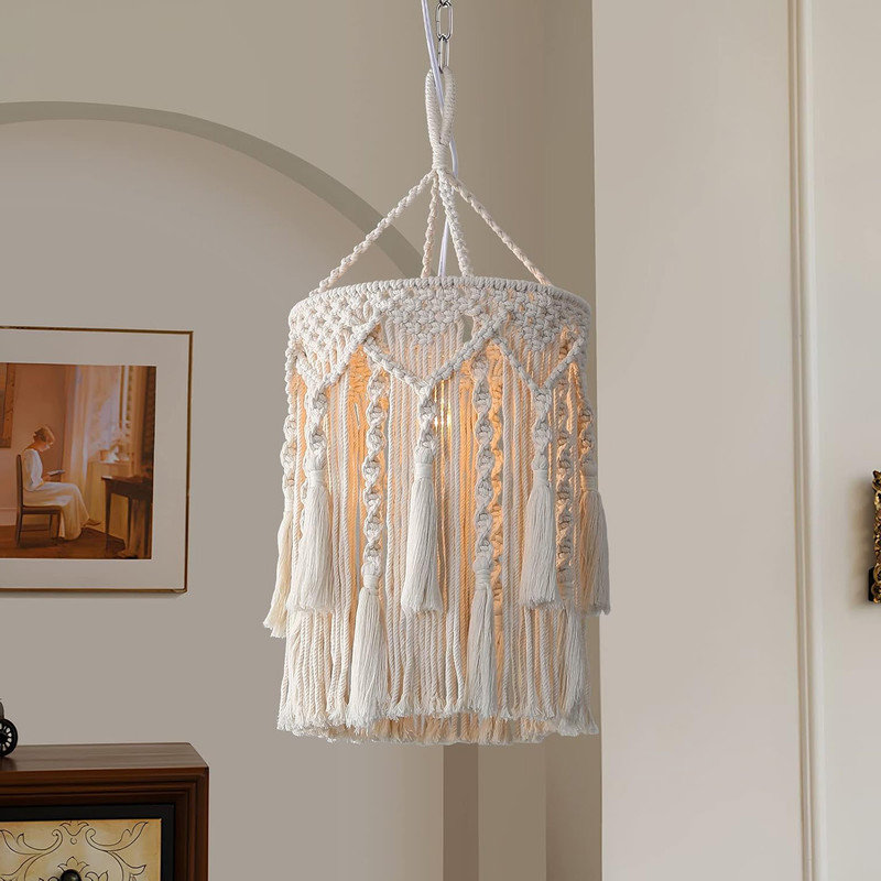 Dakota Fields Boho Hanging Lamp Handmade Macrame Lamp Plug in Pendant ...