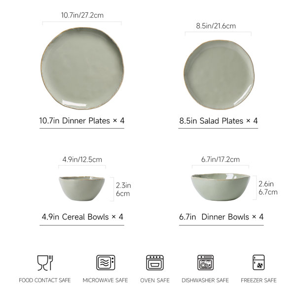 ALOFMO Handcrafted Charm 16 Piece Stoneware Dinnerware Sets ,service ...
